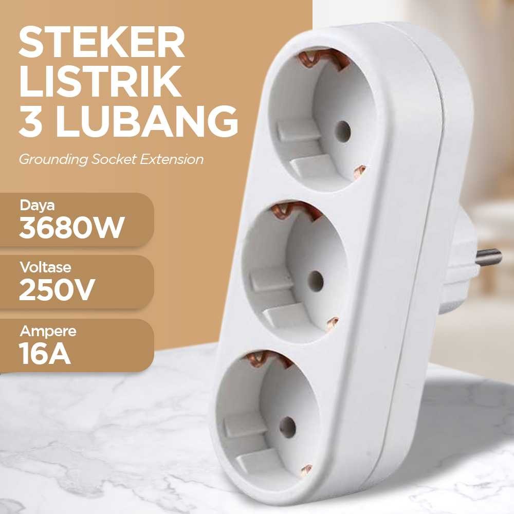 Electrical Plug 3 Hole Grounding Socket Extension 3680W 16A 250V ...