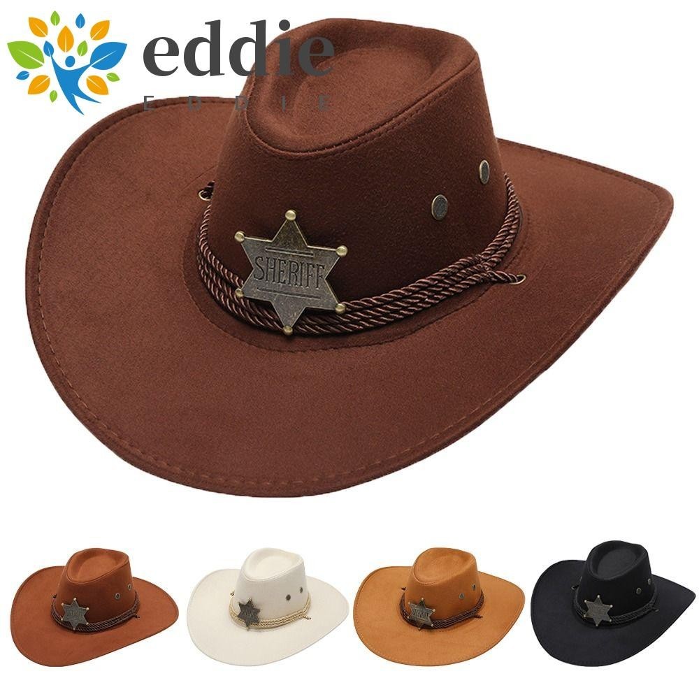 26EDIE Western Cowboy Hats Women Fisherman Caps Adjustable Woolen Wide ...