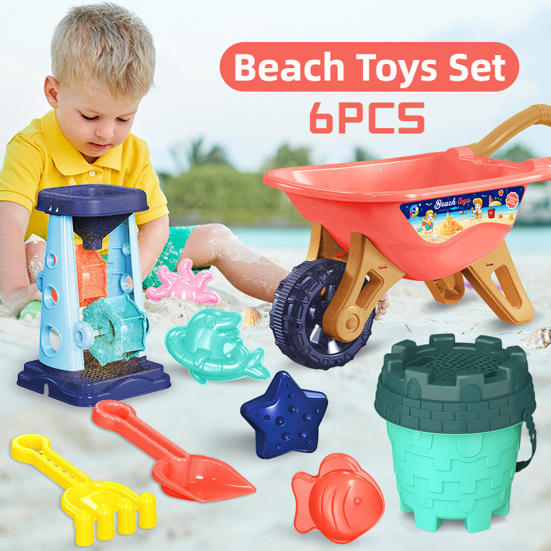 Kids Beach Toys Set Sand Bucket Cart Toys Set Seaside Toys Digging In ...