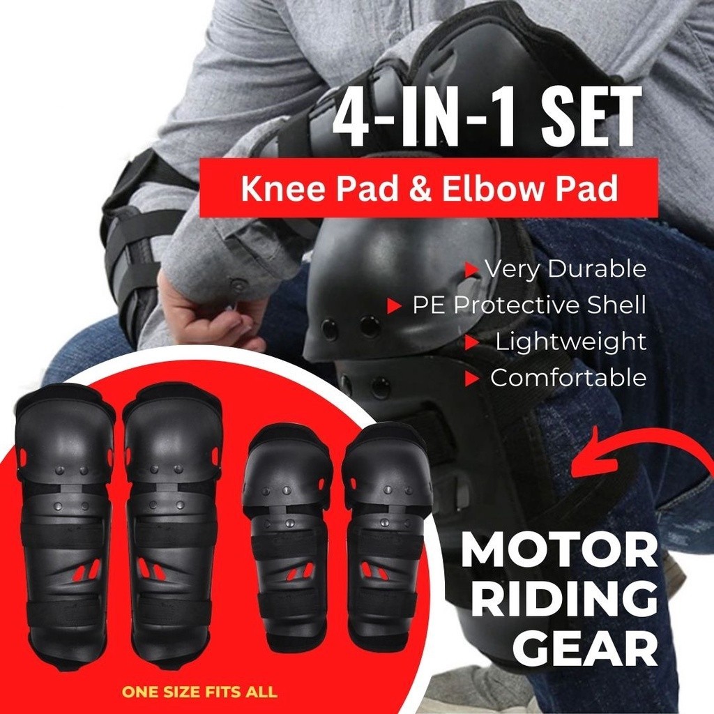 MILES 4-in-1 Black Safety Se Protective Elbow and Knee Padding Gear for ...