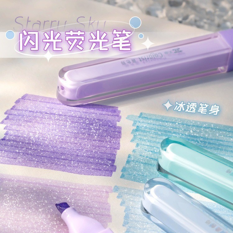 12Color Ice Shining Fluorescent Pen Marker Hand Account Pen Marking Pen ...