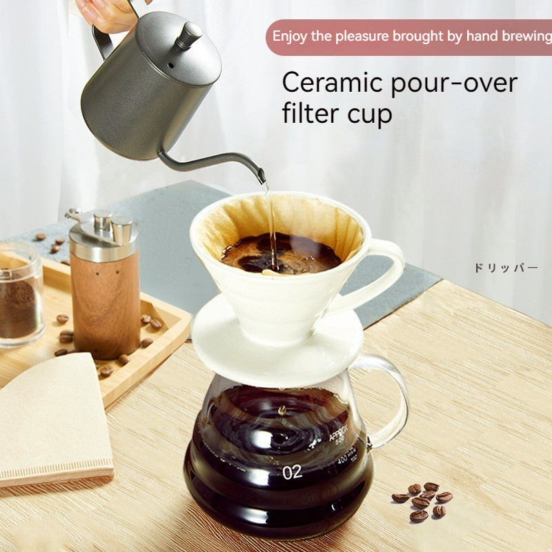 Ceramic Hand-Brewed Coffee Filter Cup V60 Conical Drip Filter Cloud ...