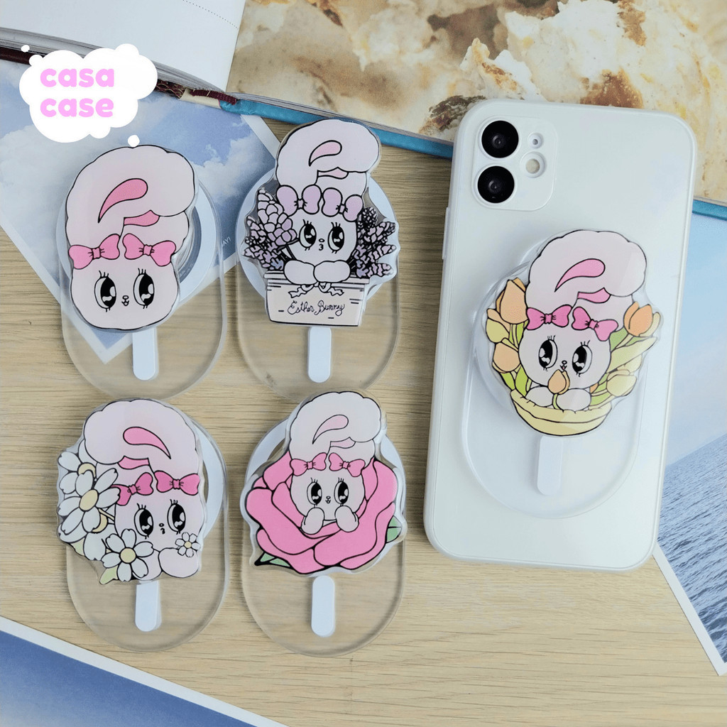 Griptok Long Magnetic Base Grip Gengesther Bunny Cartoon Mobile Back ...