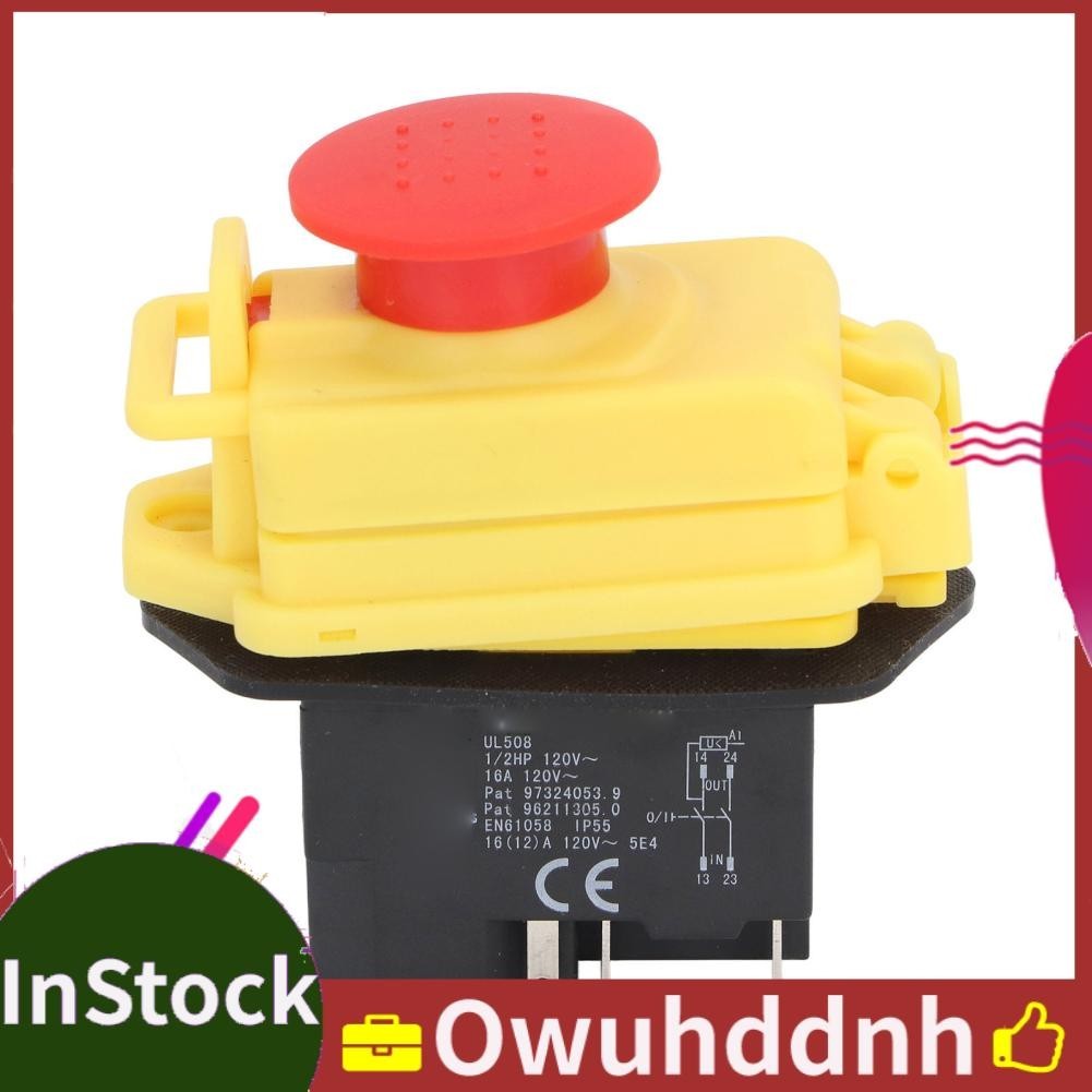 Owuhddnh Power Tool Push Button Switch 120V 16A Compact Size PVC ...