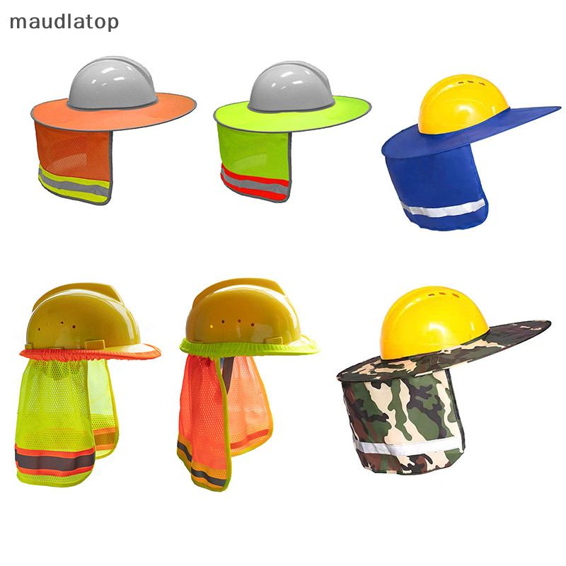 Maud Summer Sun Shade Safety Hard Hat Neck Shield Helmets Reflective ...