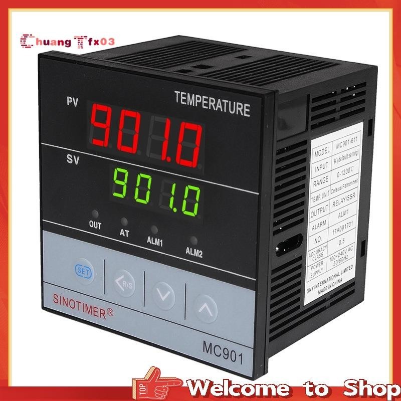 SINOTIMER MC901 Digital Waterproof PID Temperature Controller K Type PT100 Sensor Input Relay ...