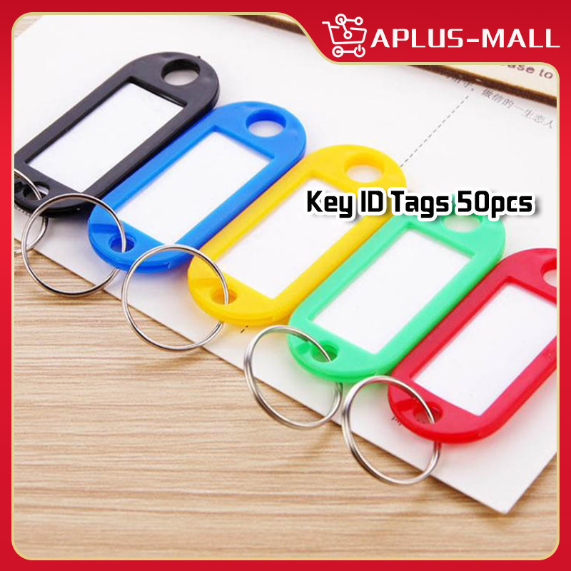 50pcs/box Key ID Tag Label With Label Window Keychain Tag Key Name Card ...