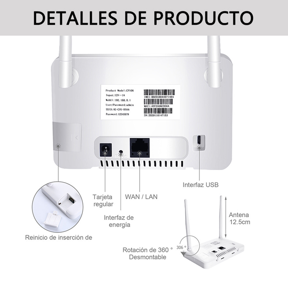 4G LTE CPE Router Modem 300Mbps Wireless Hotspot with Sim Card Slot US ...