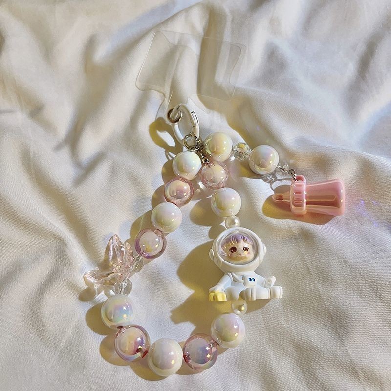 Influencer ins Astronaut Bow Beaded Chain Hanging Chain Universal Phone ...