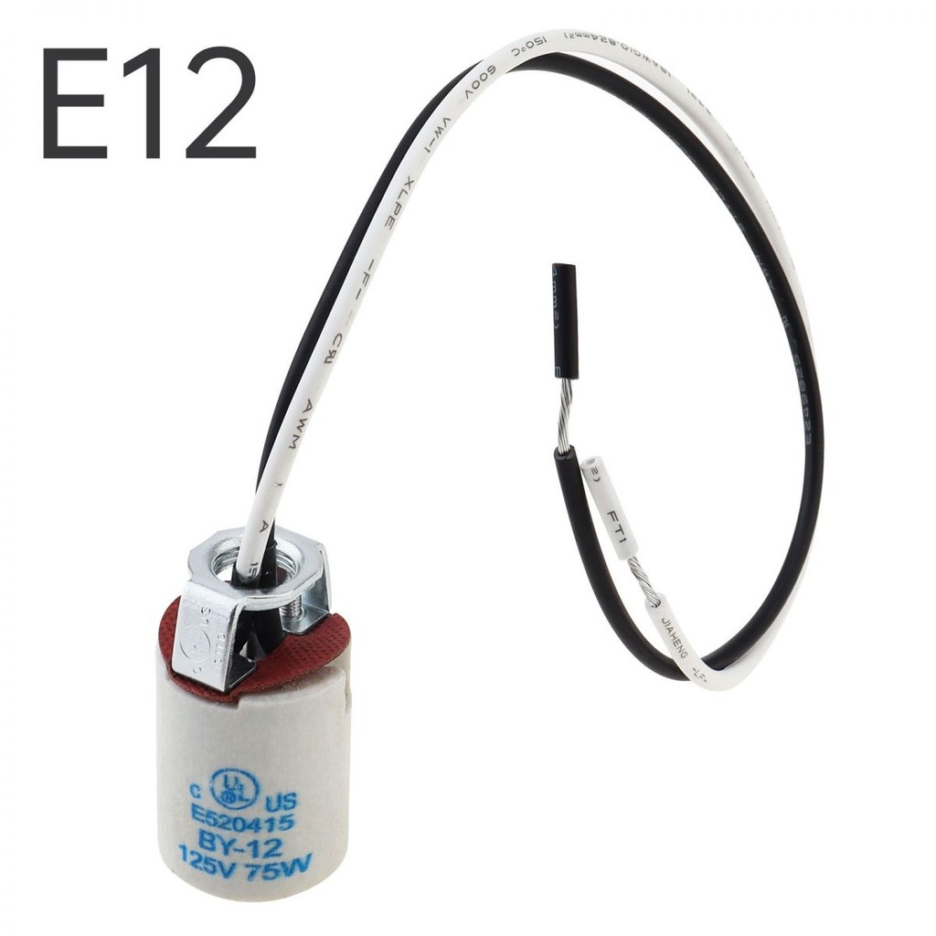 E12/E26 Socket Ceramic Candelabra Socket E12 Bulb Lamp Holder with 30cm ...