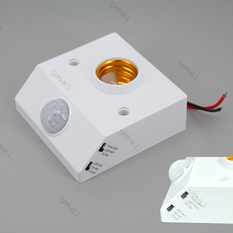 AC 110-240V LED E27 Base Lamp Holder Automatic Human Body Infrared IR Sensor LED Bulb Light PIR ...