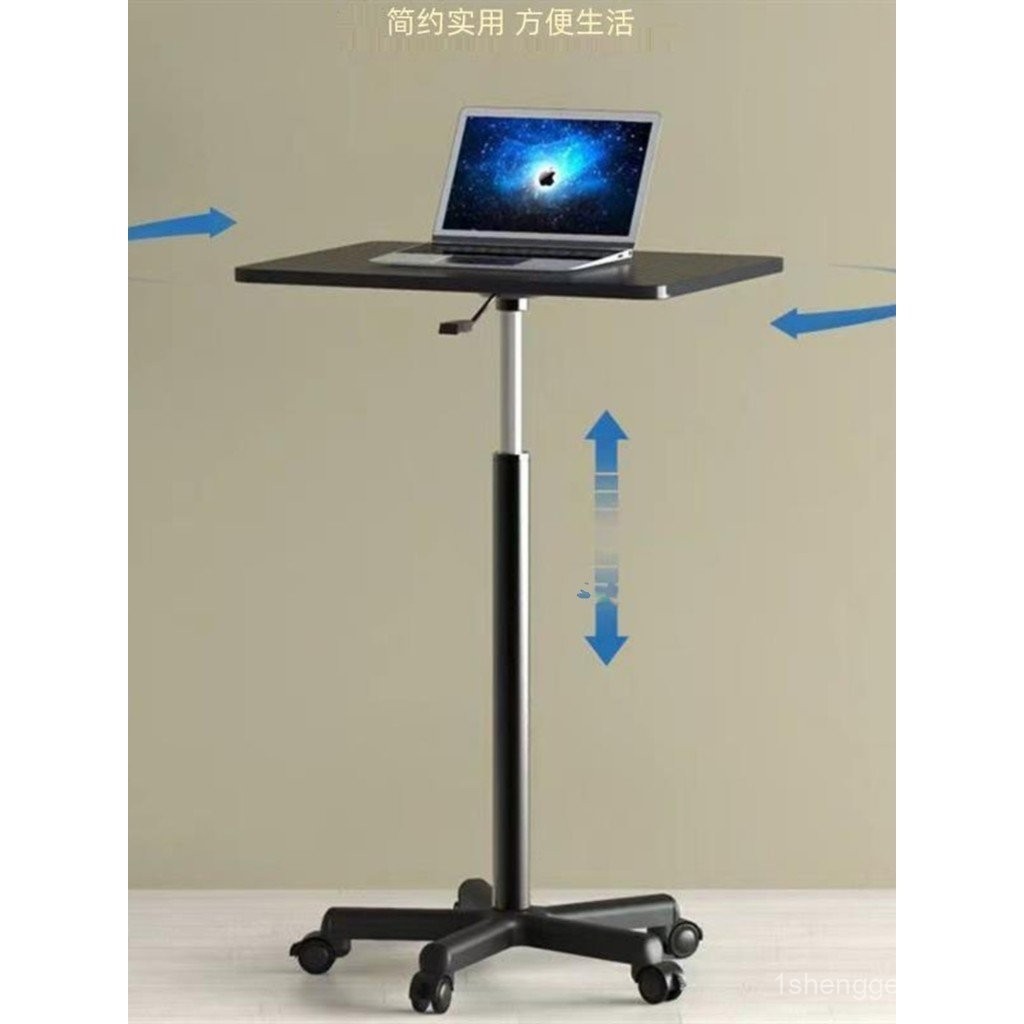 Movable Height Adjustable Desk with Wheels Small Bedside Table Standing ...