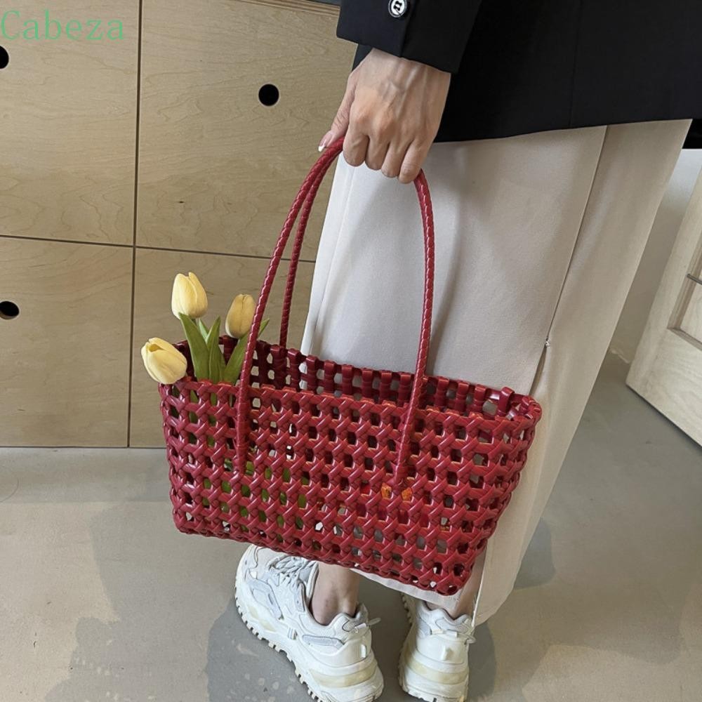 CABEZA Hollow Weave Bag, Plastic Large Capacity Beach Tote Bag, Simple ...
