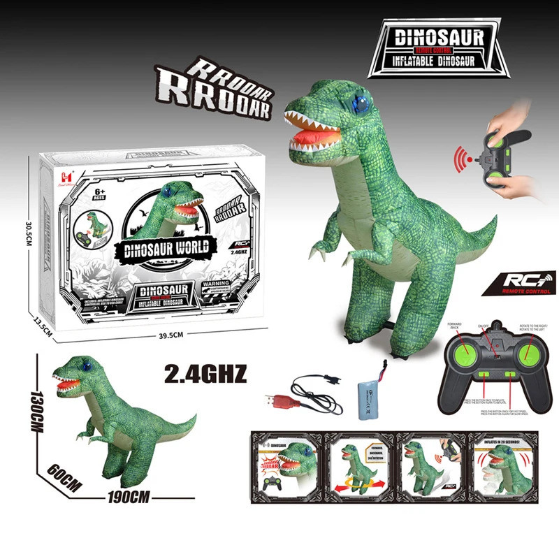 Large Inflatable Remote Control Dinosaur RC Electric Walking T-Rex Toy ...