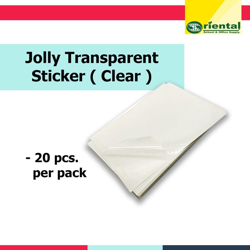 ♞Jolly Transparent Vinyl Sticker Paper - Clear / 20 sheets per Pack ...