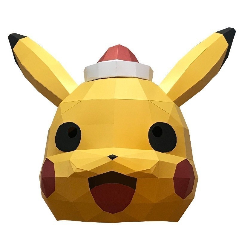 Three-Dimensional Paper Model Pikachu Headgear Mask Adult Handmade diy ...