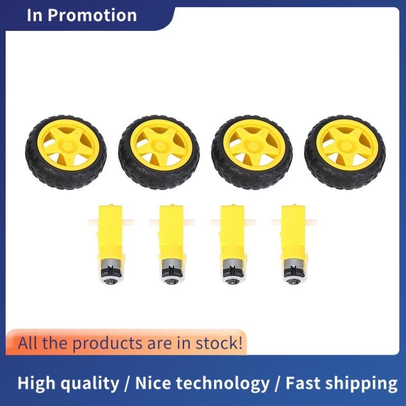 4 Pcs For Arduino Smart Car Robot Plastic Tire Wheel with DC 3-6V Gear ...