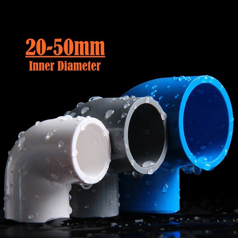 5pcs 20mm to 50mm PVC Elbow 90 Degree Pipe Fittings Plumb Connector ...