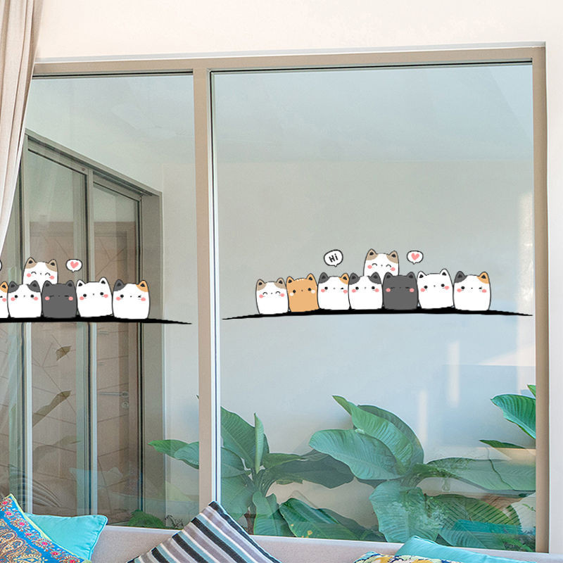 Kitchen Door Glass Sticker ins Style Anti-Collision Glass Static ...