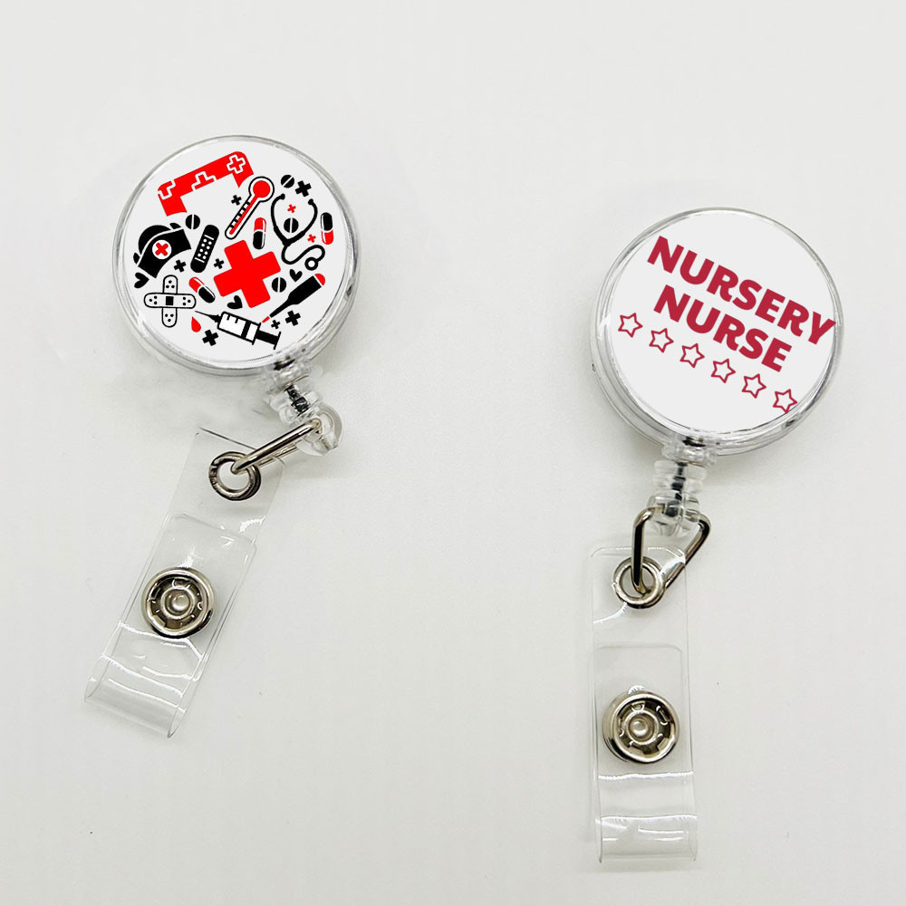 Nurse Badge Reel Name Tag Easy Pull Buckle Acrylic Chest Card ID Card ...