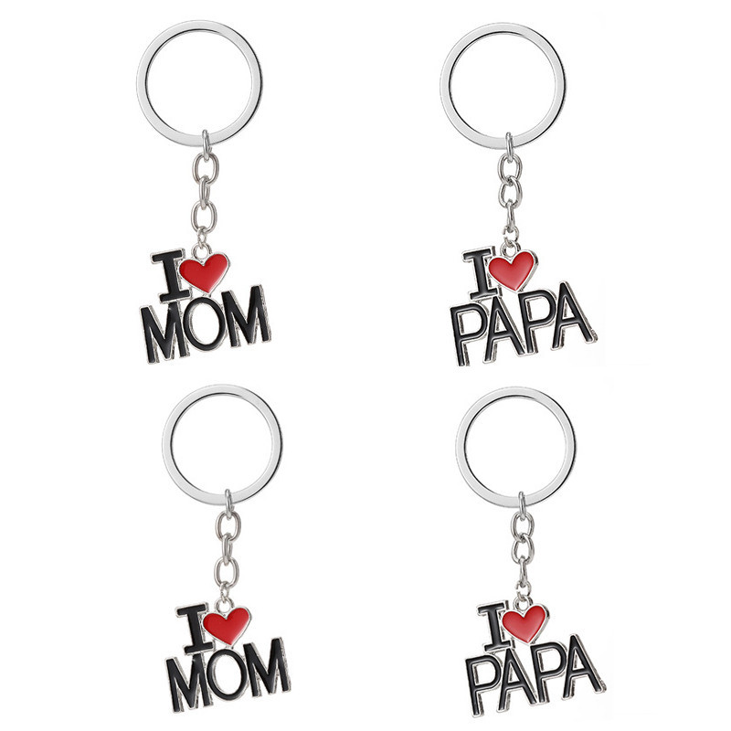 Creative Metal Letter Love Keychains Mother Father Gift Key Rings Car ...
