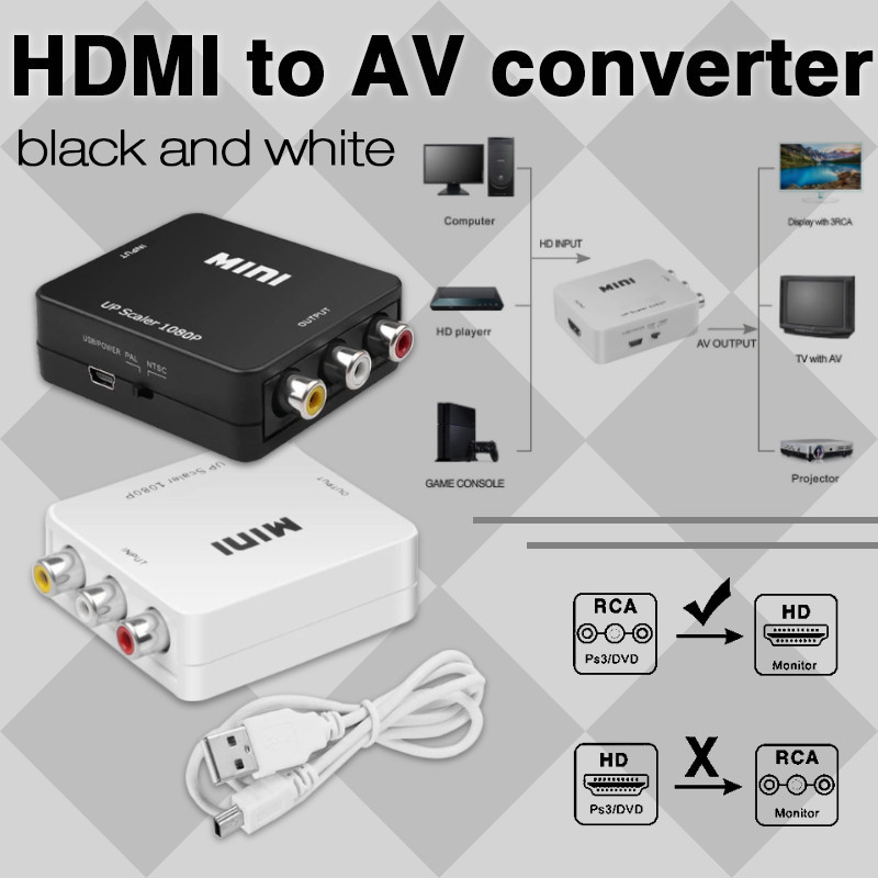 HDMI To Old TV RCA AV/CVBS Adapter HD 1080P Mini HDMI2AV Video ...
