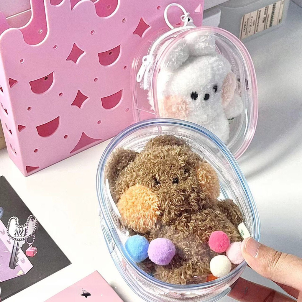10CM Plush Doll Box Keychain PVC Bag Transparent Collection Hobby Anime ...