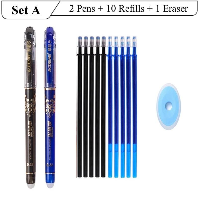 Cute Erasable Pen Refills set Magic Colorful Gel Pen Ink Gel-Ink ...