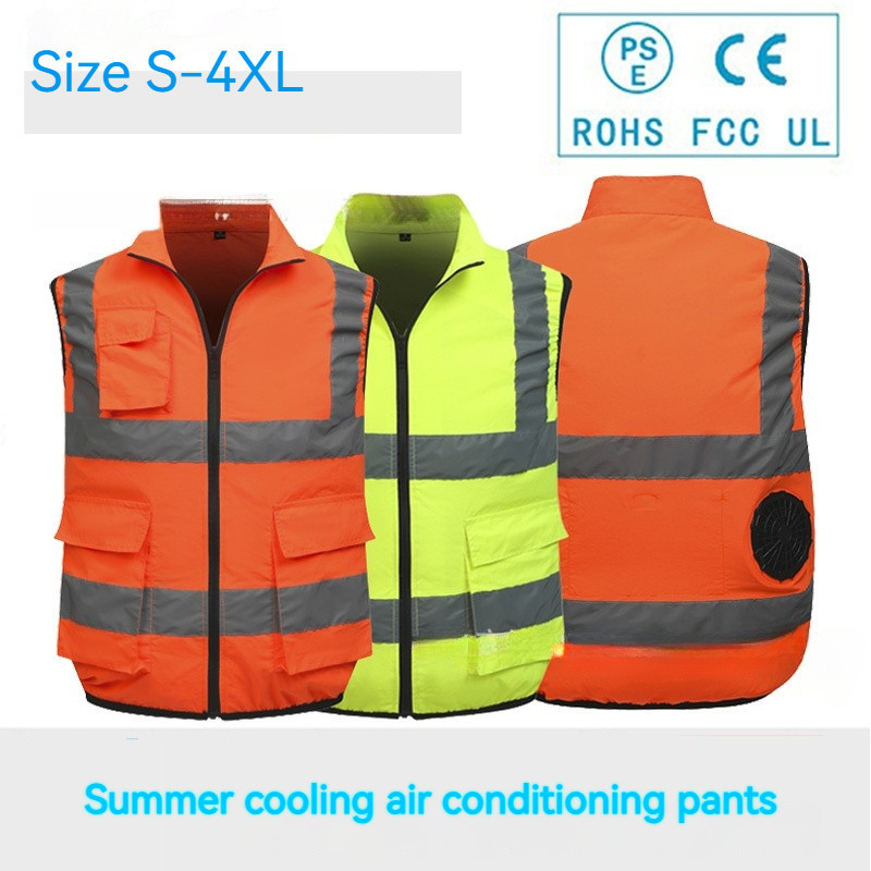 Outdoor Reflective Striped Vest Men Women Summer Work Clothes with Fan ...