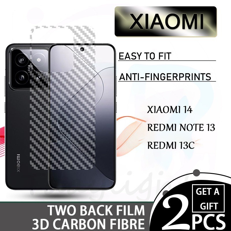 2PCS Xiaomi 14 Carbon Fiber Pattern Matte Back Film Rear Sticker ...