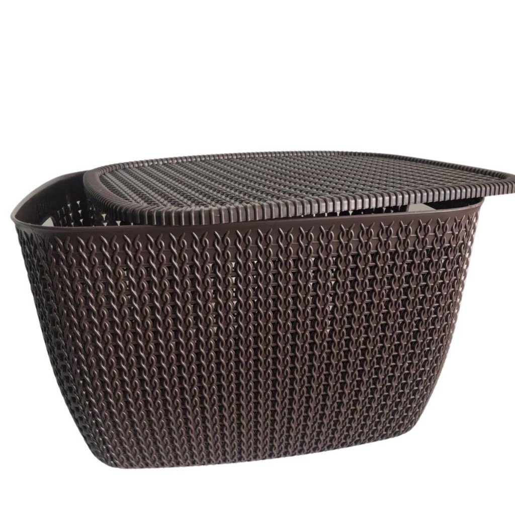 Mirage Brown,Black Plastic Rattan Basket with cover | Shopee Philippines