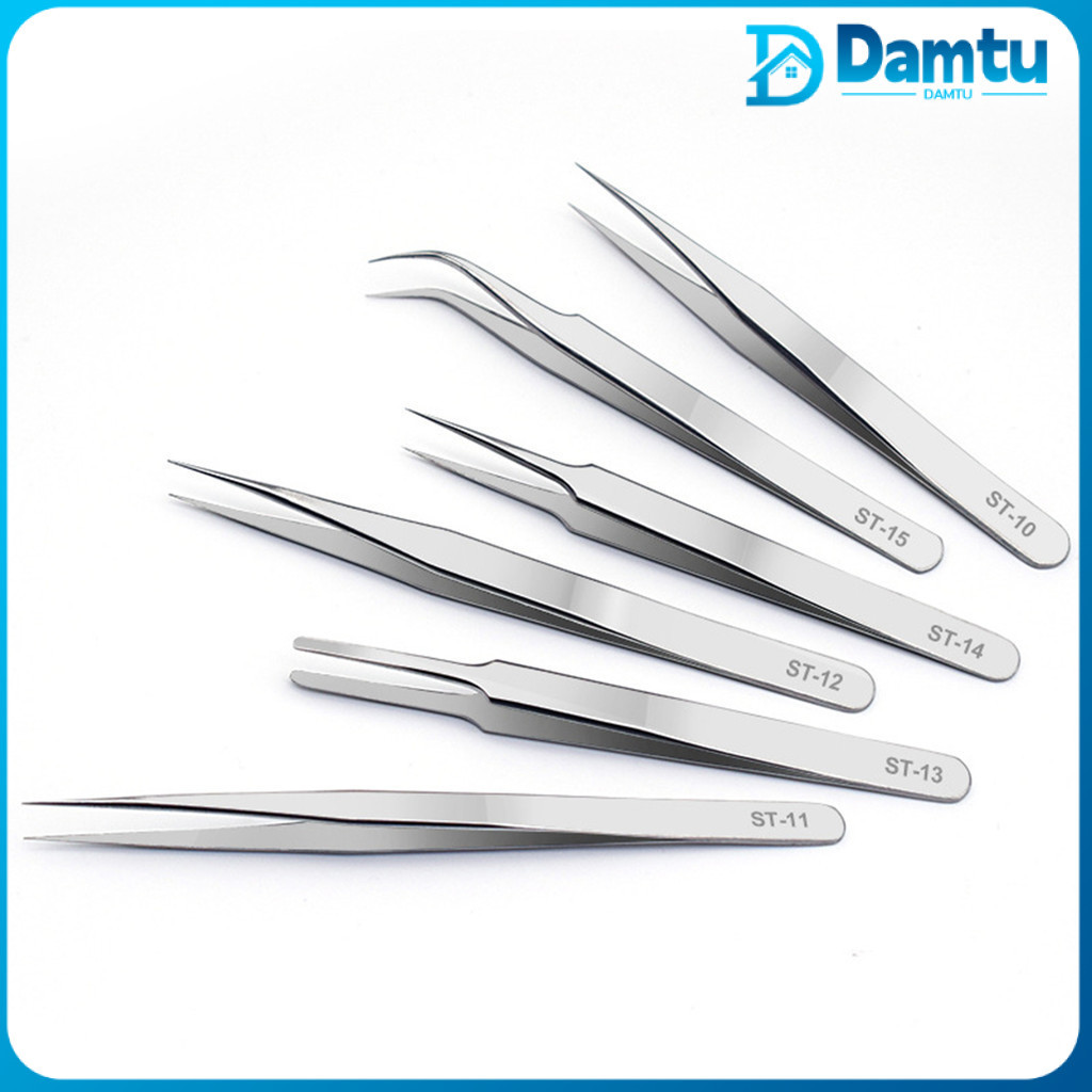 Damtu Straight / Curved Eyelash Forceps Lash Tweezers Stainless Eyelash ...
