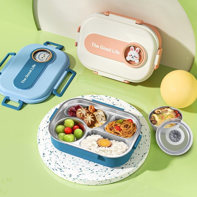 Stainless Steel Lunch Box with Lid and Compartments for High School ...