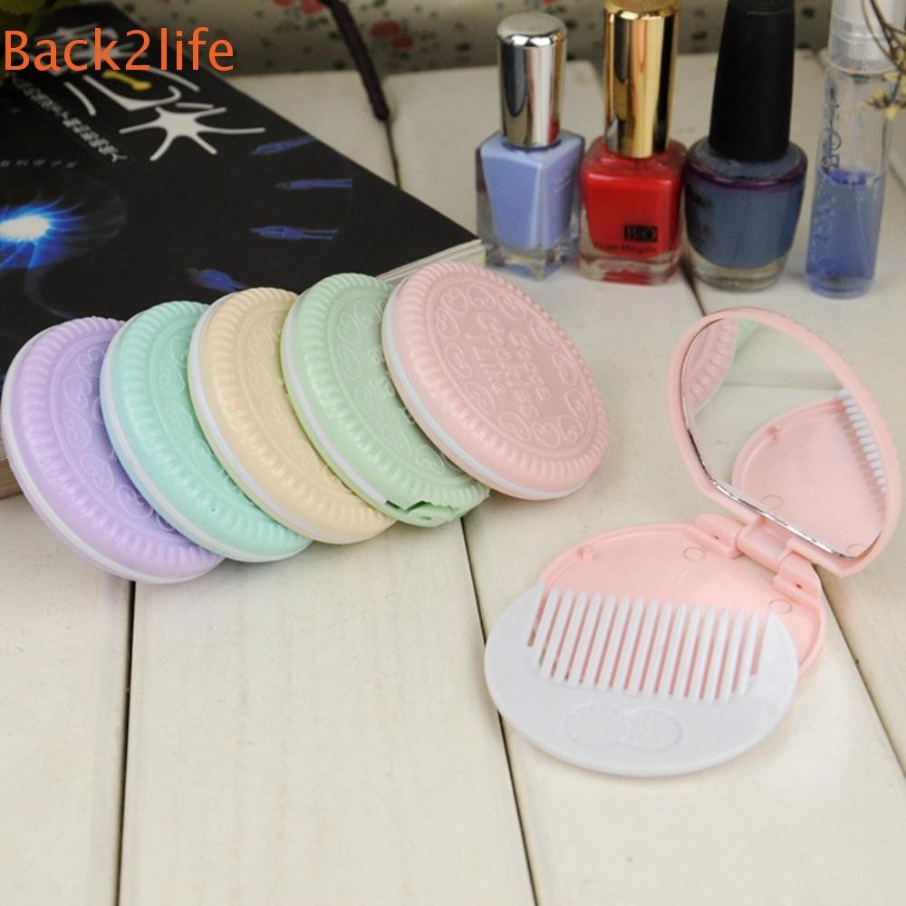 BACK2LIFE 2 in 1 Comb Mirror Set, Mini Folding Comb Makeup Mirror with ...