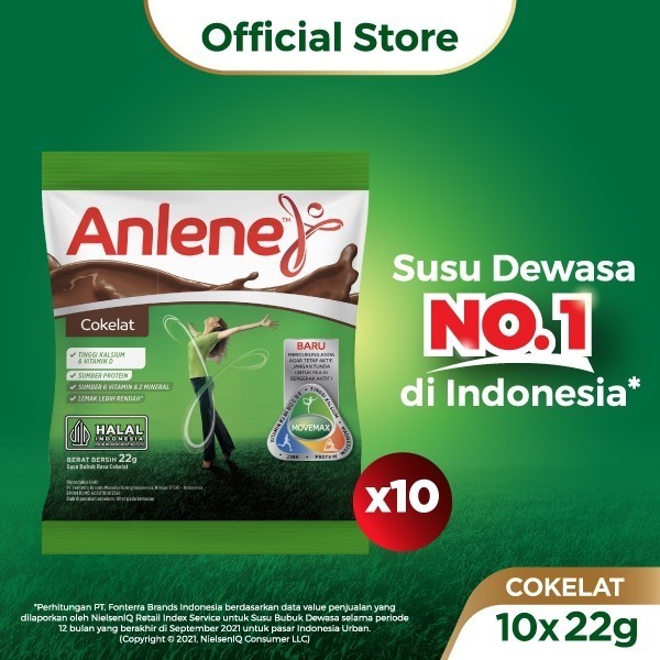 Anlene Adult Chocolate Milk Powder 10 x 22g Sachets - High Calcium ...