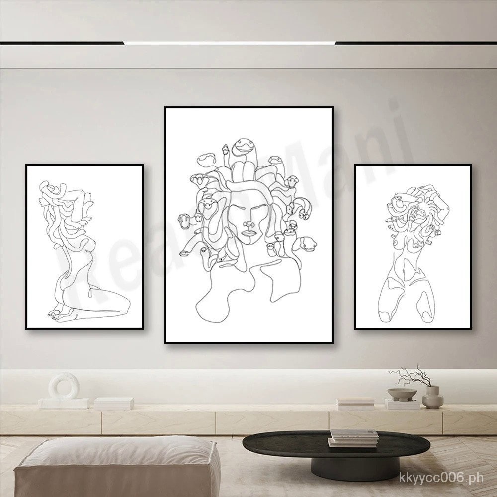 Medusa portrait line art, Greek mythology, Medusa female line poster ...