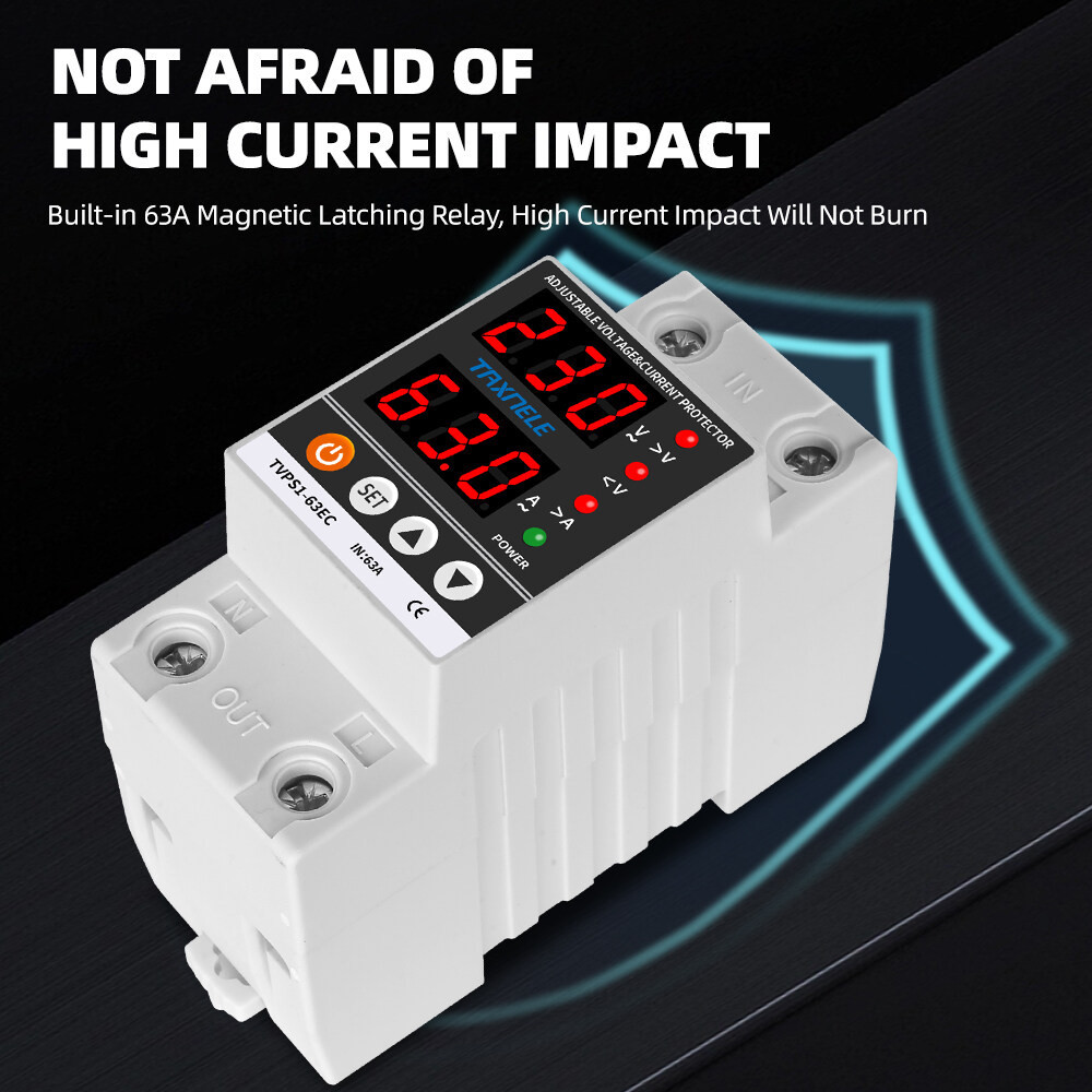 TVPS1-63EC Din Rail Over Under Voltage Protective Device Adjustable ...