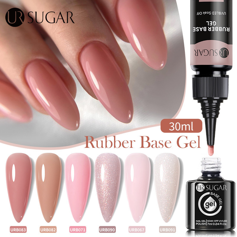 UR SUGAR Rubber Base Gel Milky Pink White Glitter Semi Permanent Soak ...