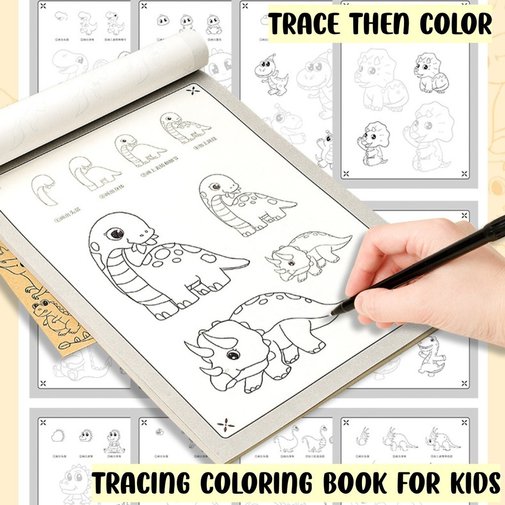 Trace Then Color Cartoon Tracing Coloring Book for Kids Pen Control ...