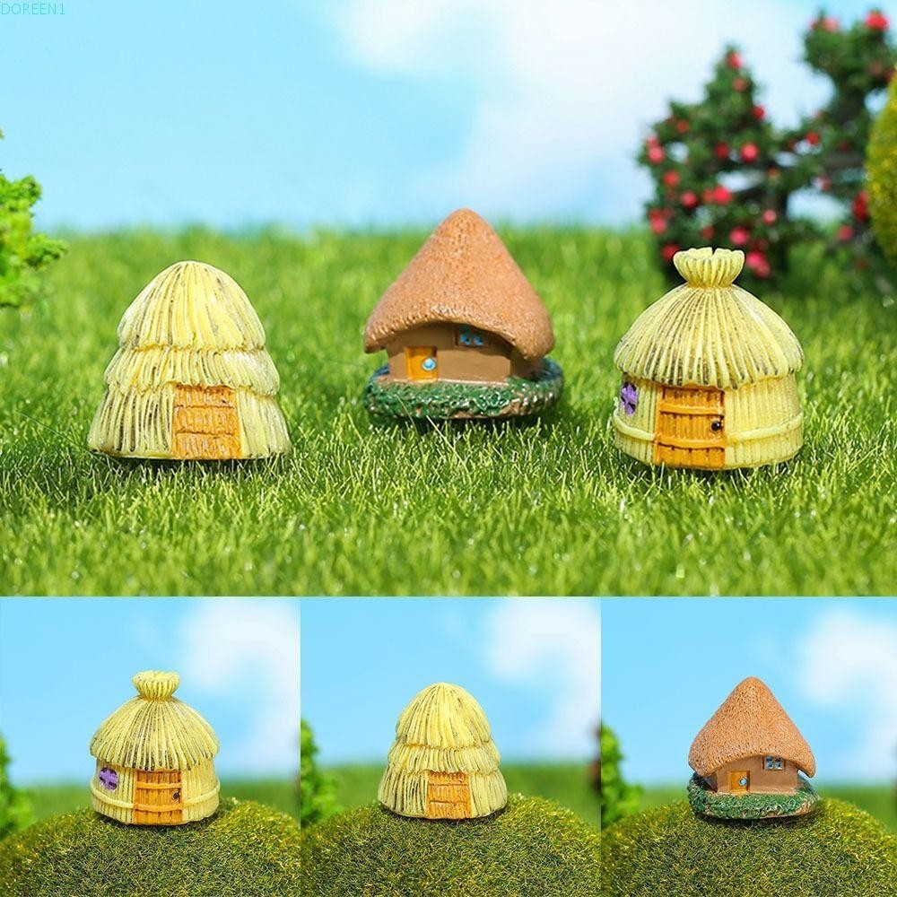 DOREEN1 Thatched Cottage Miniature Statue, Building Mini Small House ...