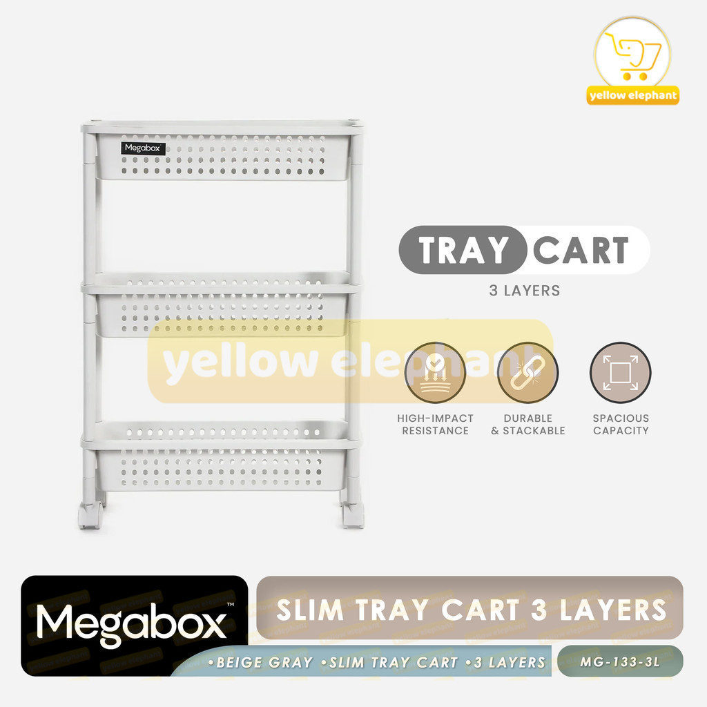 Megabox 3 & 4 -Layer Slim & Wide Tray Cart MG133 / MG134 - Beige ...