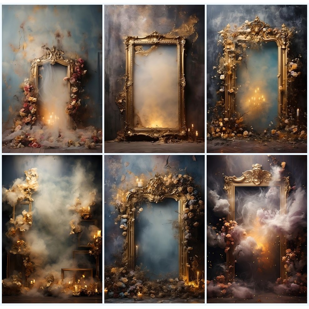 Vintage Gold Frame Backdrops Maternity Valentine's Day Portrait Wedding ...