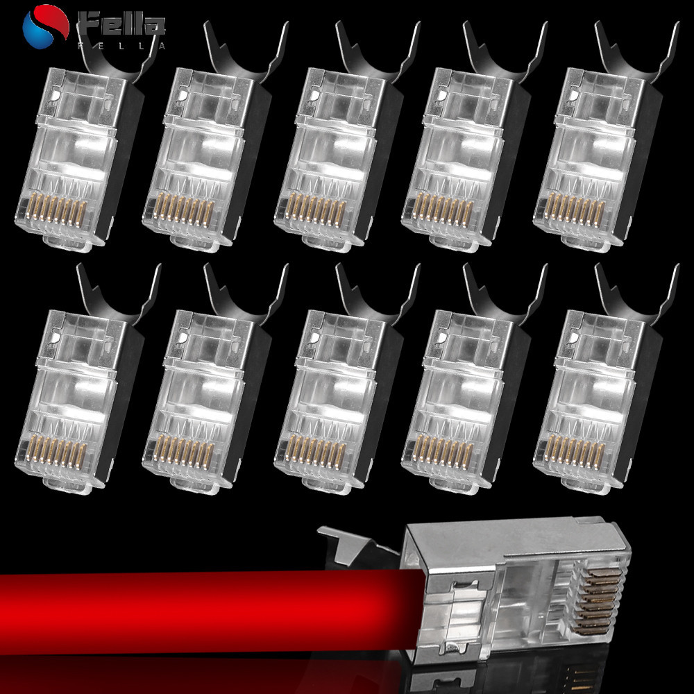 Ethernet Ends TPU Network Cable Plug - Metal Shielded Cat7 RJ45 Pass ...