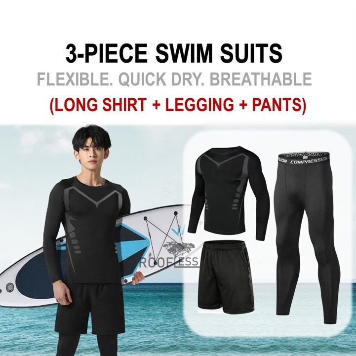 Men`s Compression Sports Set Fitted Top Breathable Gym Running Swimming ...