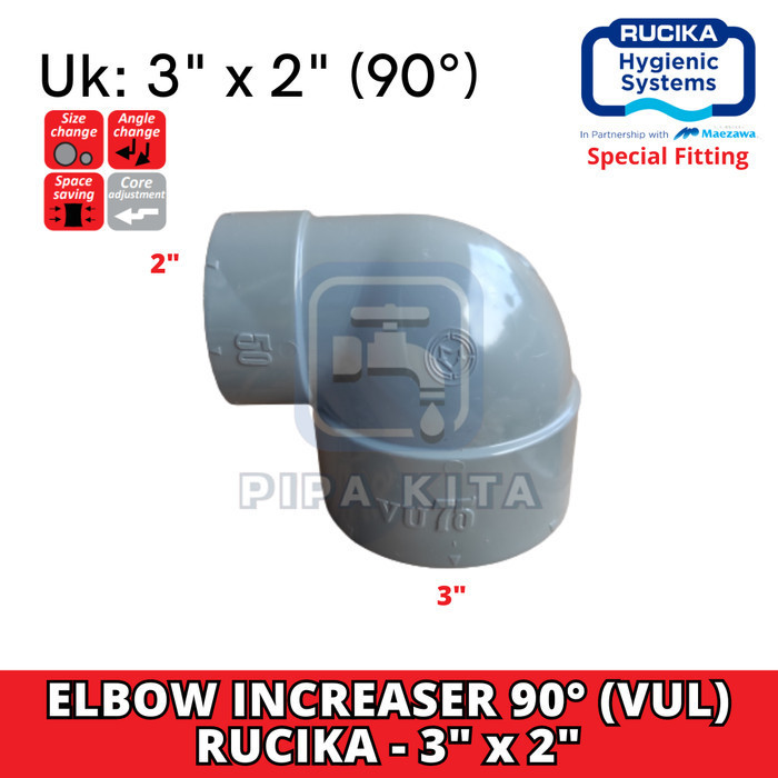 Elbow Increaser 90 3 x 2 inch RUCIKA VUL Knee Overloop Vlok Reducer ...