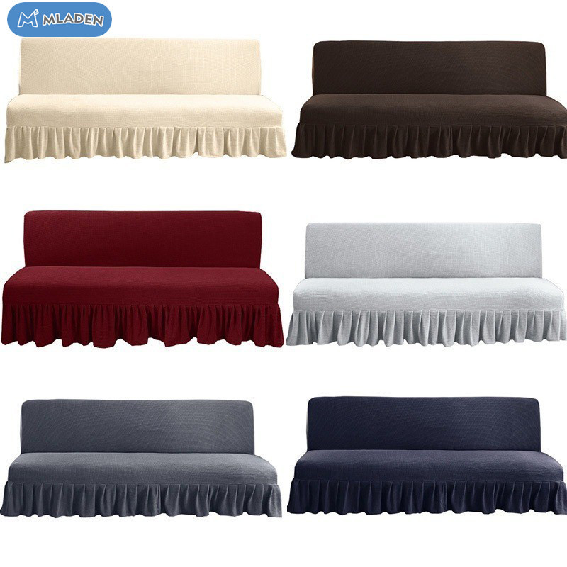 MLADEN Elastic Sofa Bed Cover with Skirt Armless Sofa Cover Furniture ...