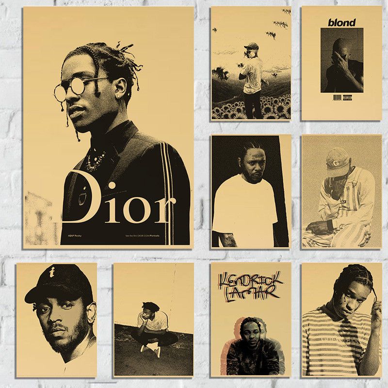 Europe and the United States hip-hop rapper retro kraft paper poster ...
