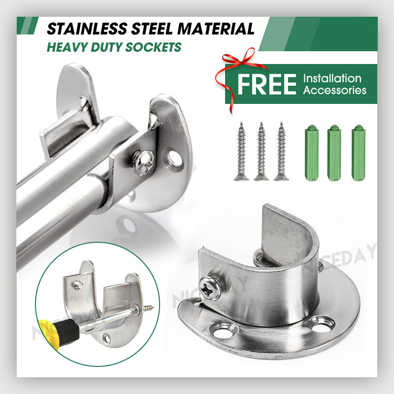 Stainless Steel Wardrobe Rods Bracket Closet Flange Rod End Supports ...