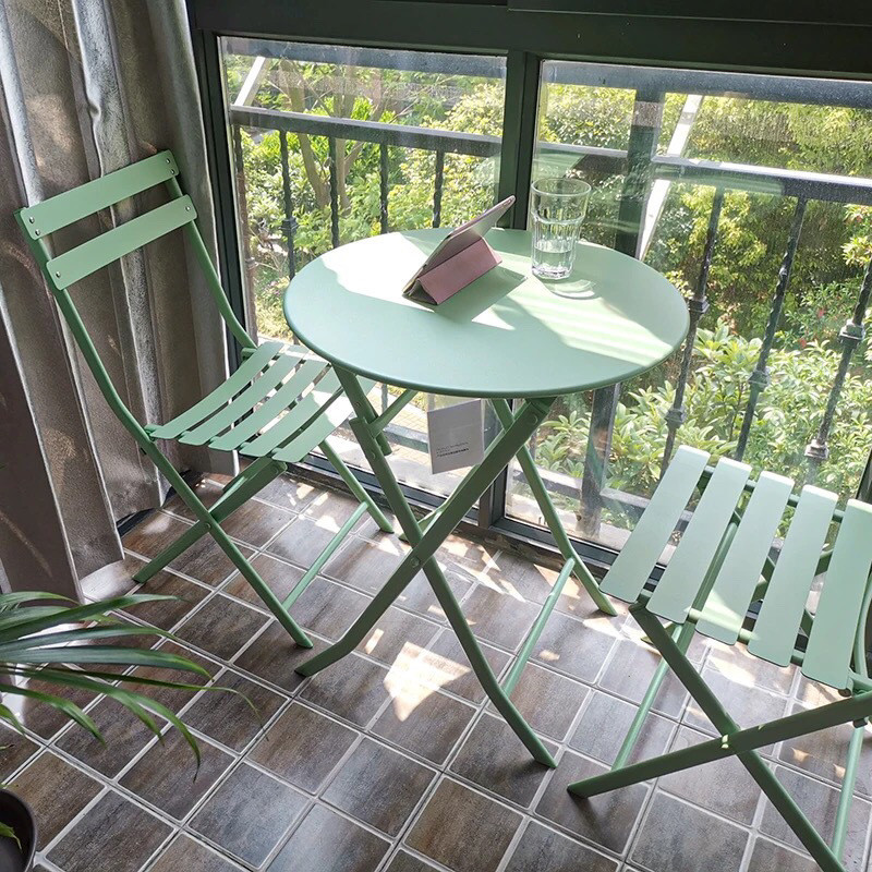 Nordic Balcony Small Table and Chair Three-Piece Set Leisure Folding ...