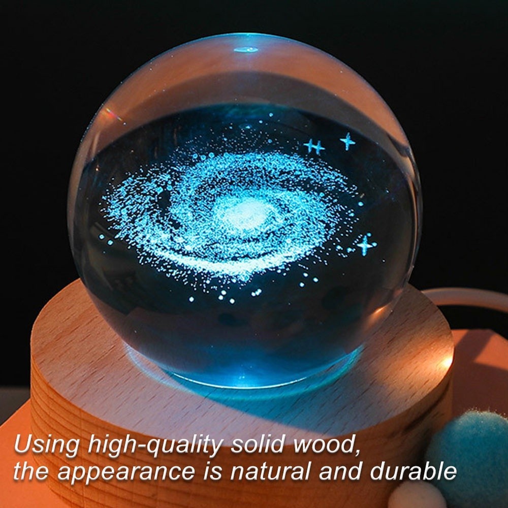 3D crystal ball night lamp Moon USB light table crystal lamp LED ...
